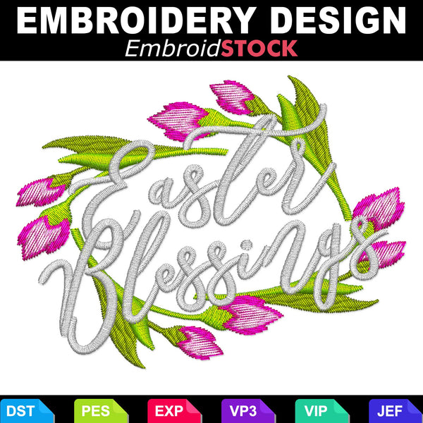 Easter Blessings Embroidery Design – Embroidstock