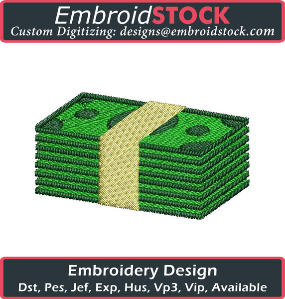 Money Stack Embroidery Design – Embroidstock