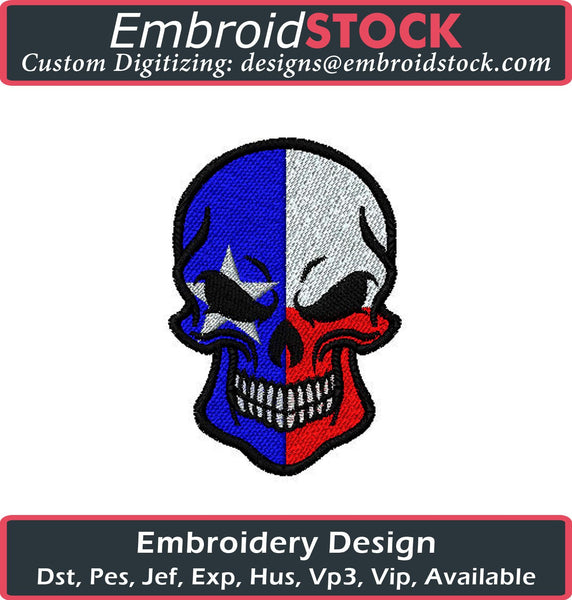 Texas Flag Skull Embroidery Design – Embroidstock