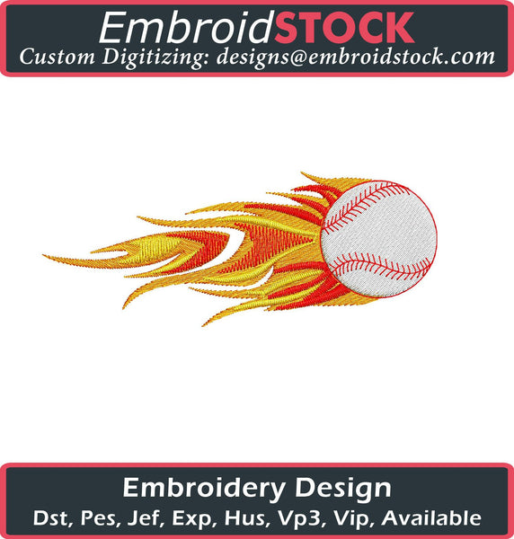 Fire Baseball Embroidery Design – Embroidstock